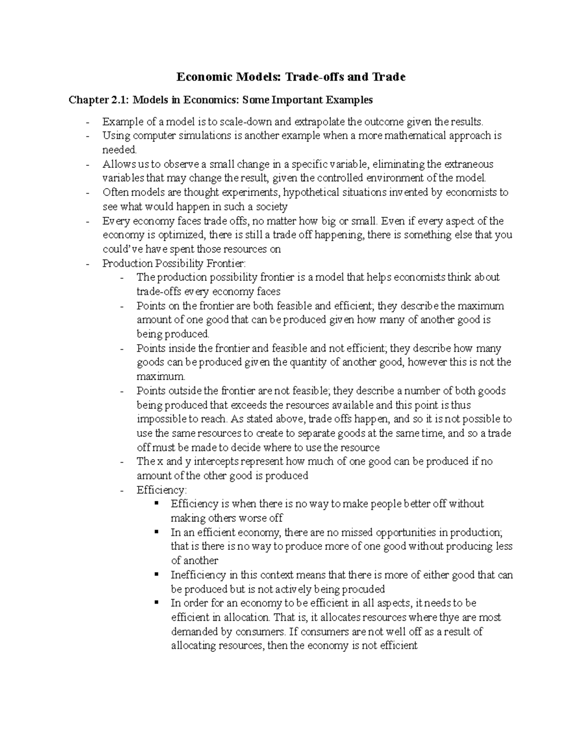 Economic Models - Gains from Trade - Economic Models: Trade-offs and ...