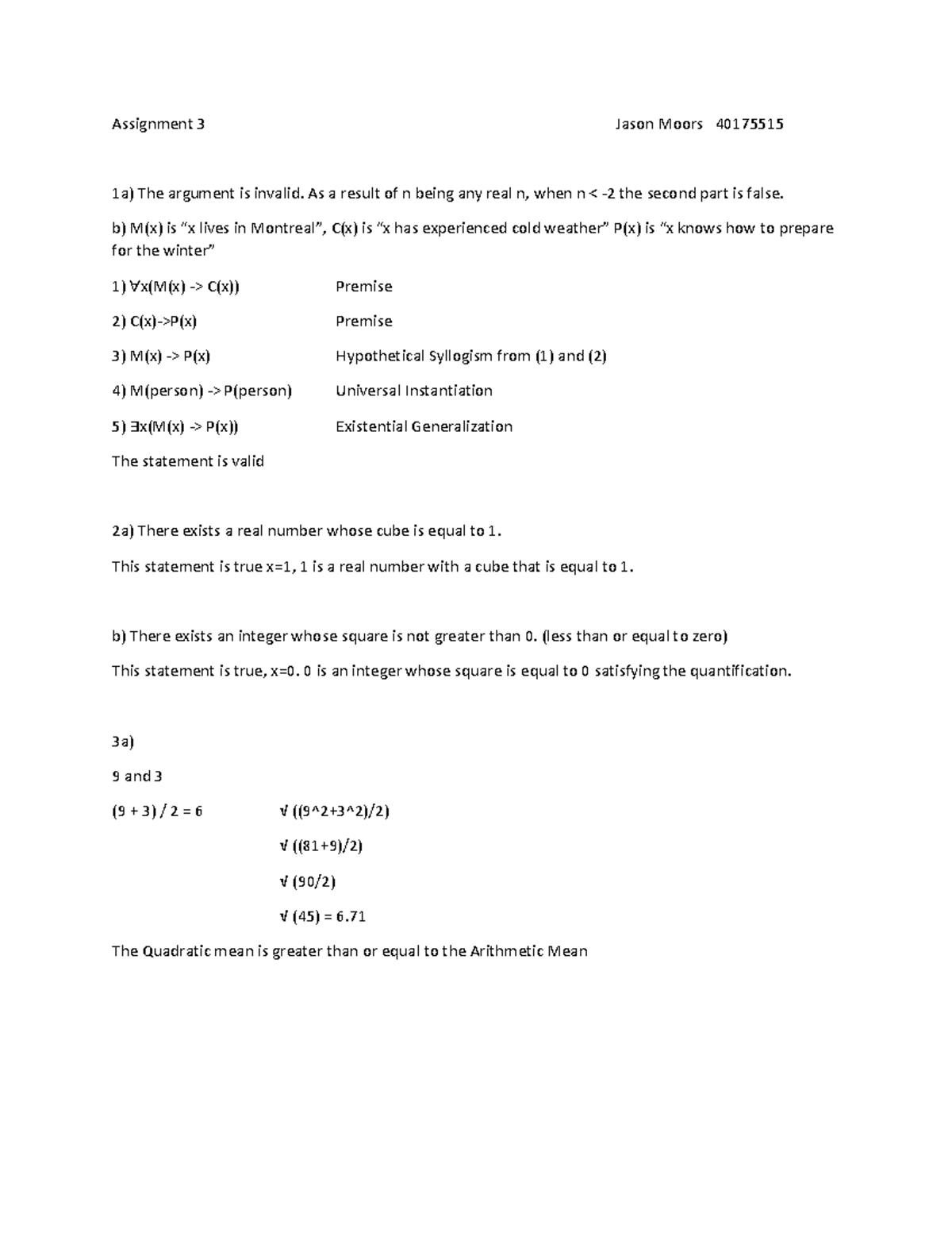 Assignment 3 Comp 232 PDF - Assignment 3 Jason Moors 40175515 1a) The ...