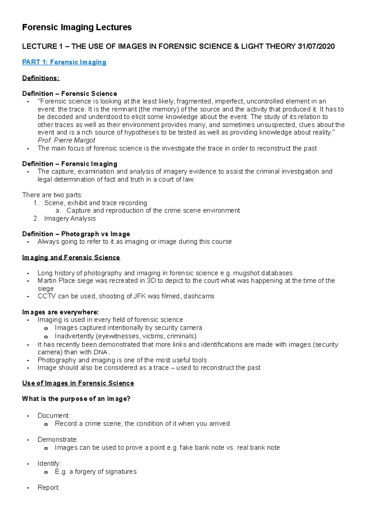 Forensic Imaging Lectures - Forensic Imaging Lectures LECTURE 1 – THE ...