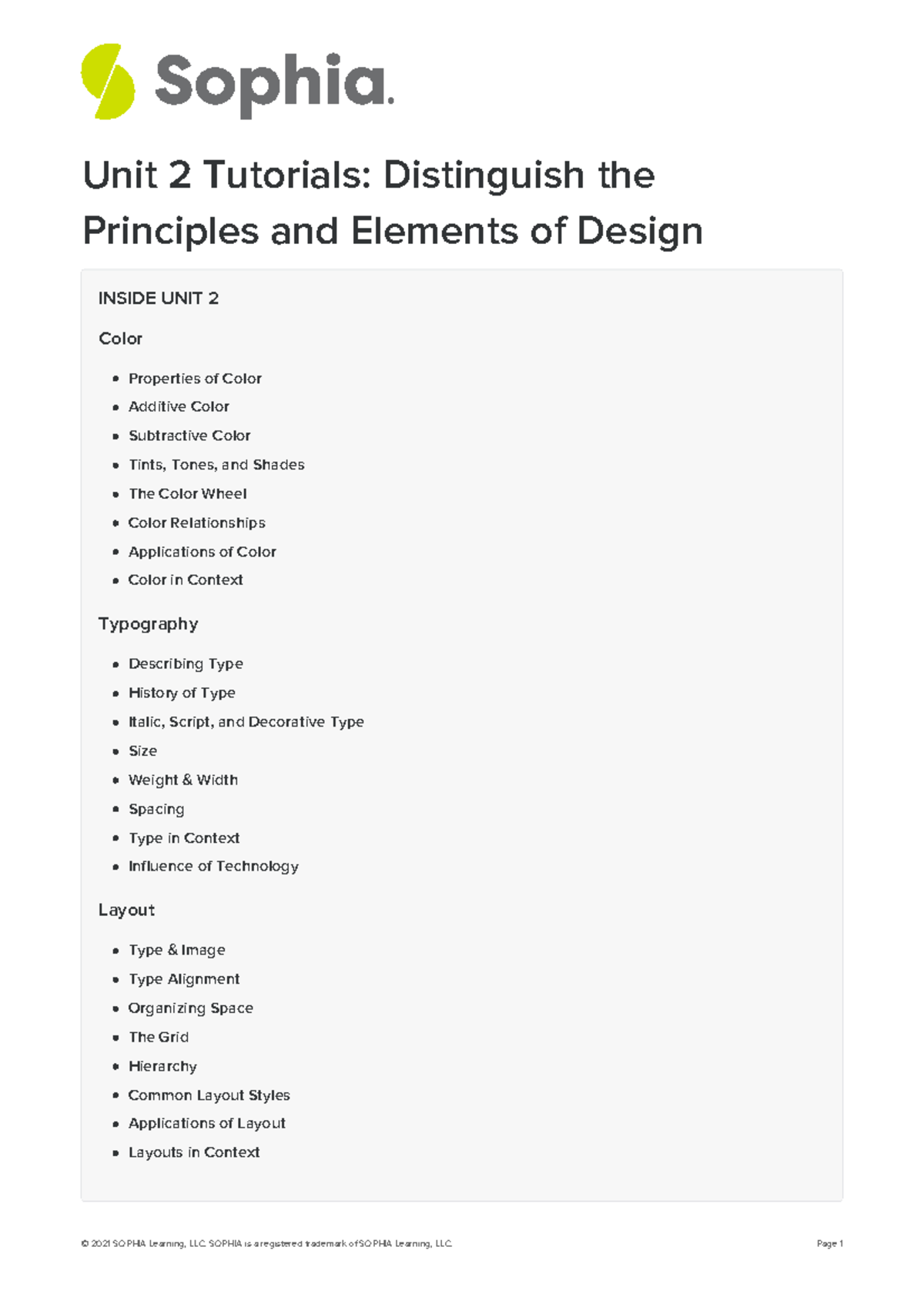 Unit 2 tutorials distinguish the principles and elements of design ...