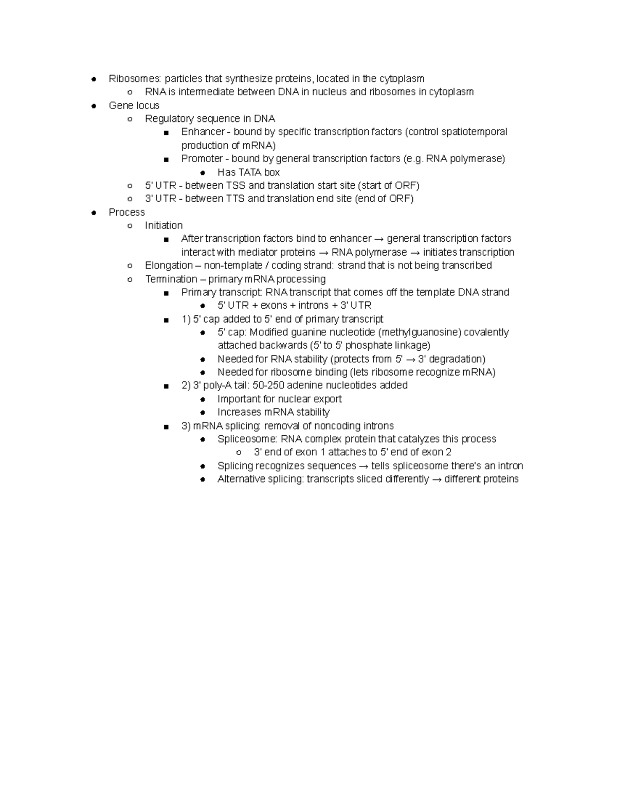 BIOL 101 Quarter 4 Translation Summary - Ribosomes: particles that ...