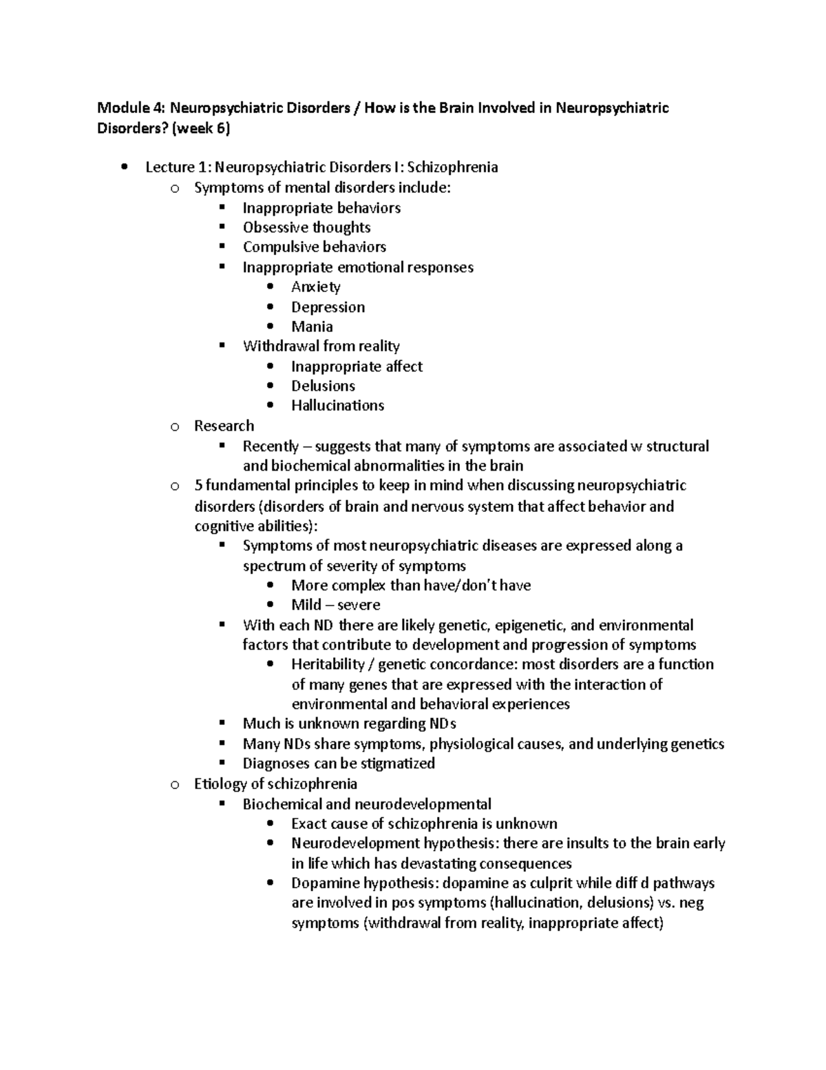 Module 4 - Neuropsychiatric Disorders / How is the Brain Involved in ...