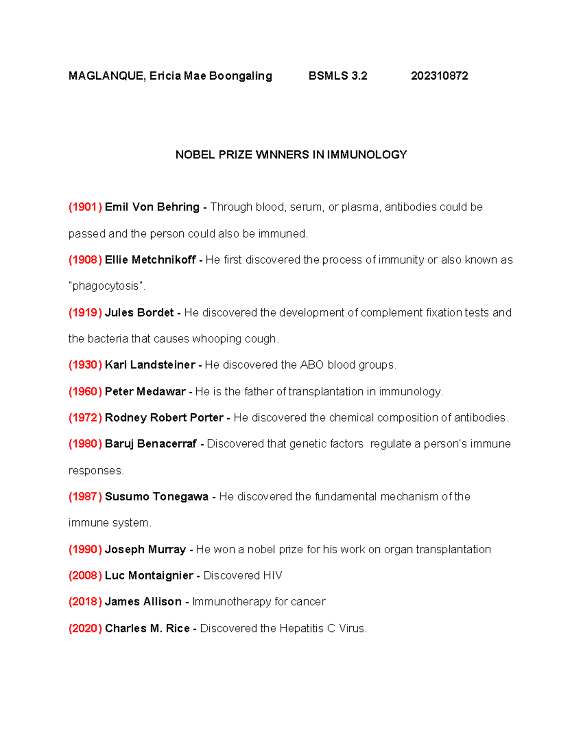 Maglanque - sample document - MAGLANQUE, Ericia Mae Boongaling BSMLS 3 ...