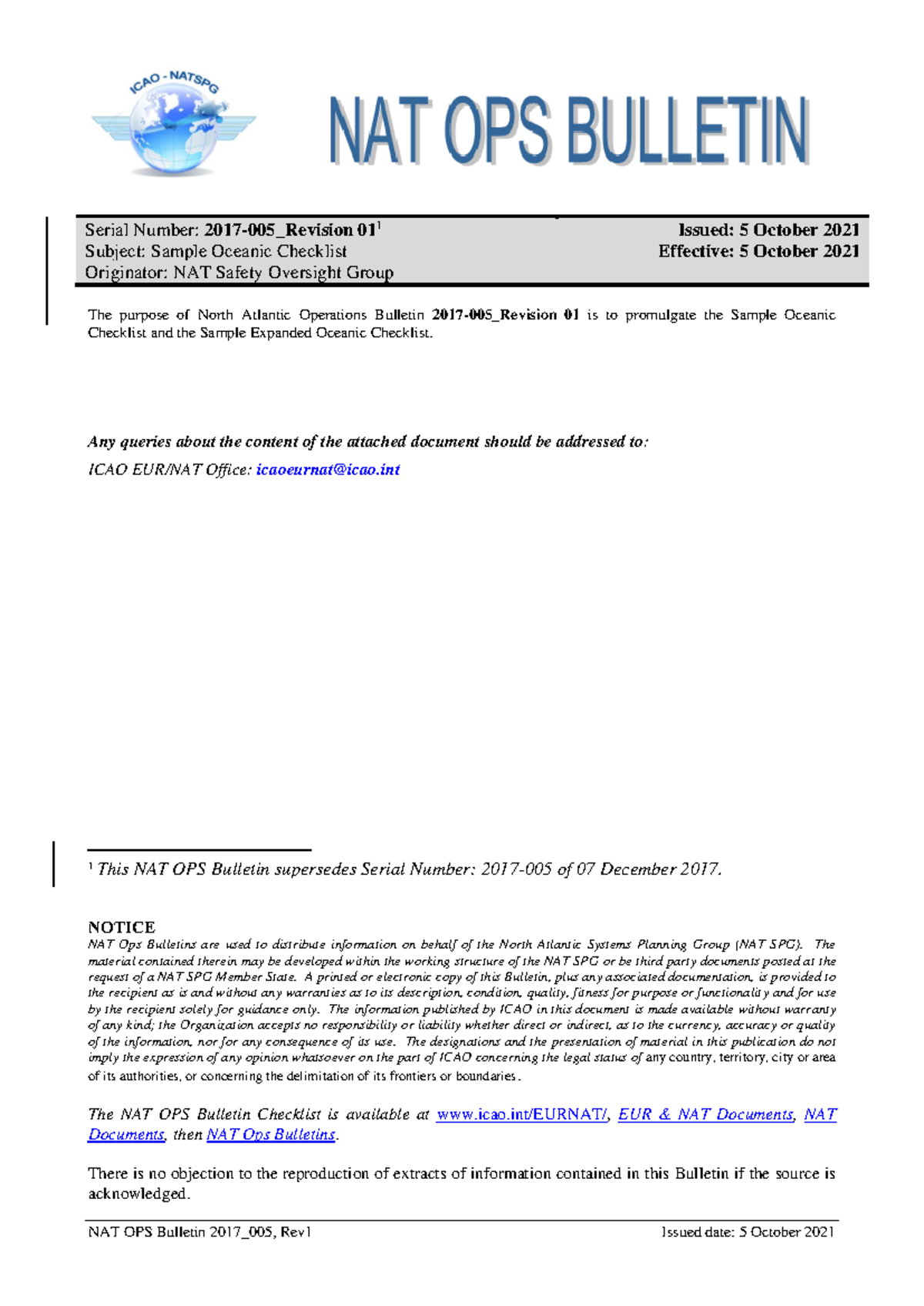 NAT OPS Bulletin 2017 005Rev01 - NOTICE NAT Ops Bulletins are used to ...