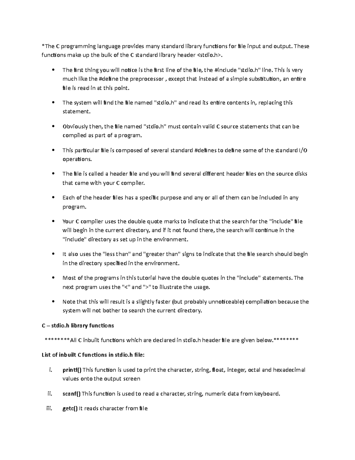 The C programming language provides many standard library functions for ...