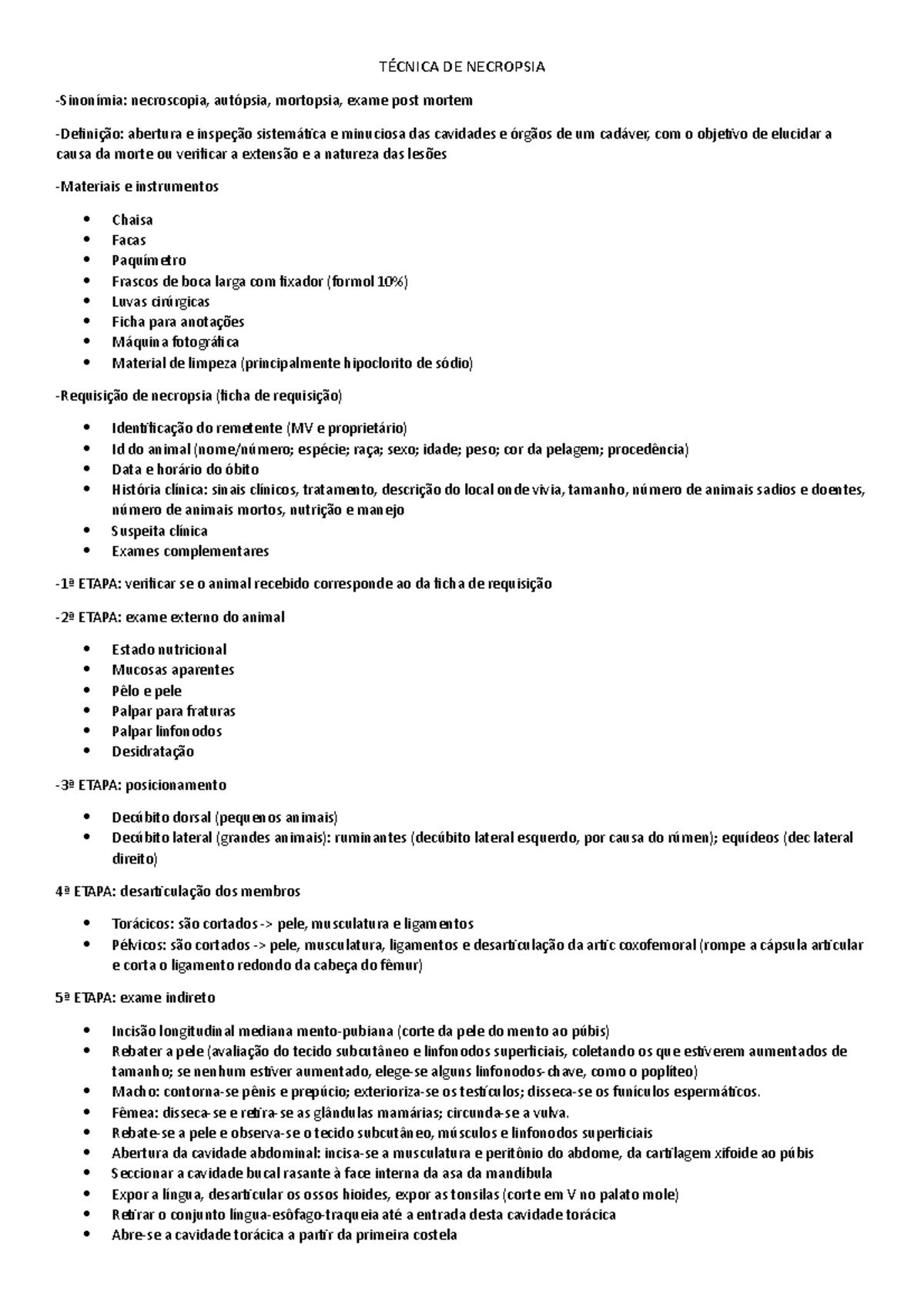 Técnicas de necropsia completo - TÉCNICA DE NECROPSIA -Sinonímia ...