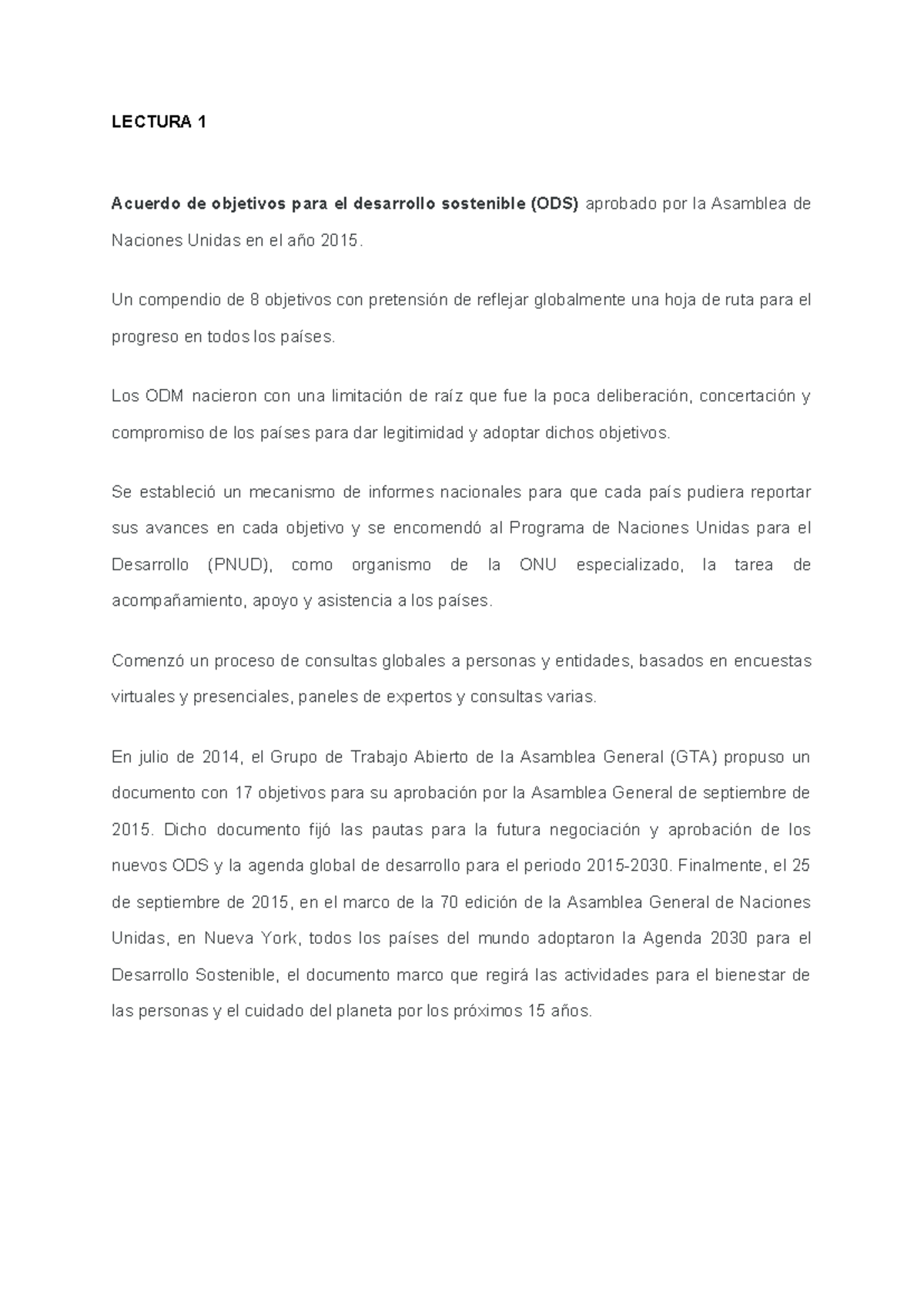 Tecnologia modulo 4 - LECTURA 1 Acuerdo de objetivos para el desarrollo sostenible (ODS ...