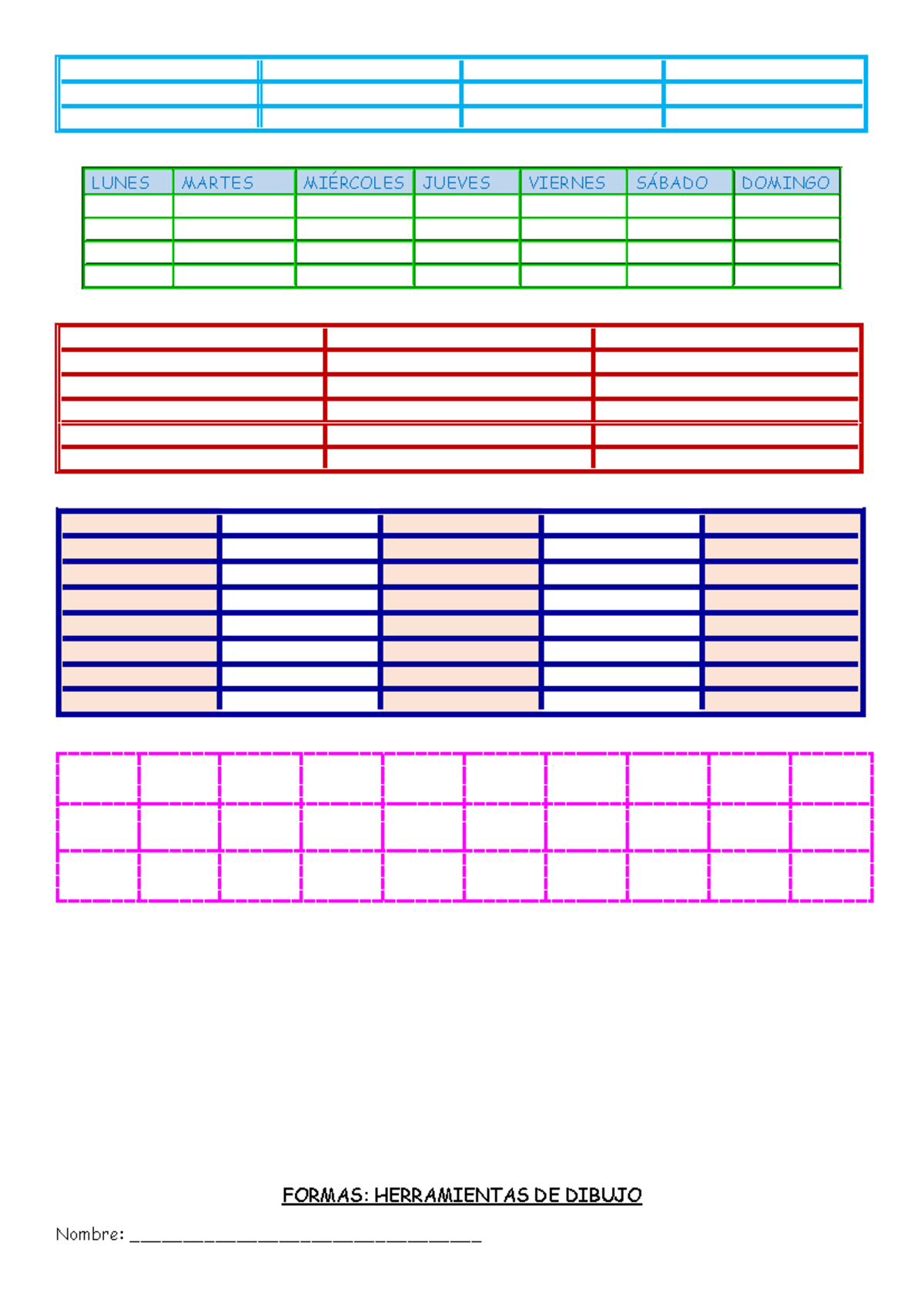 Tablas 4TO Grado - ergeg - Educación para el trabajo - LUNES MARTES ...