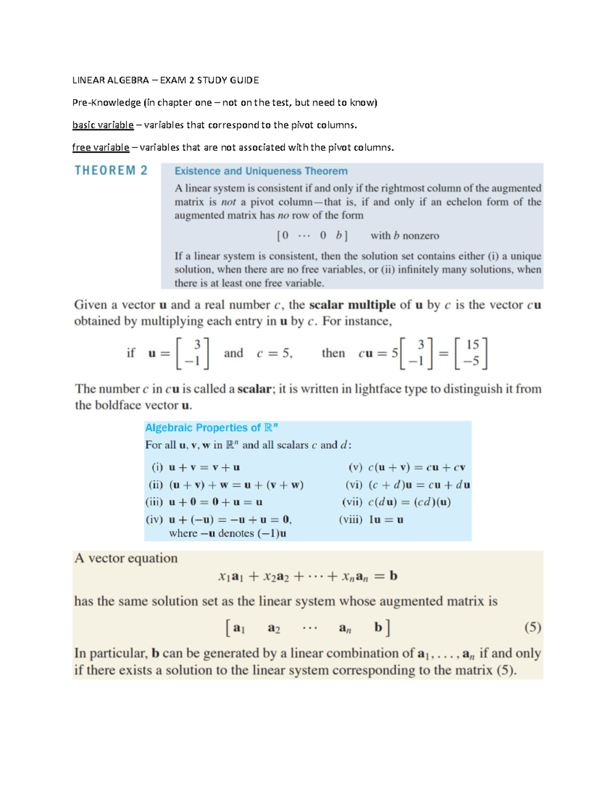 Linear Algebra and Its Applications (4th Ed) David Lay - CONDENSED ...