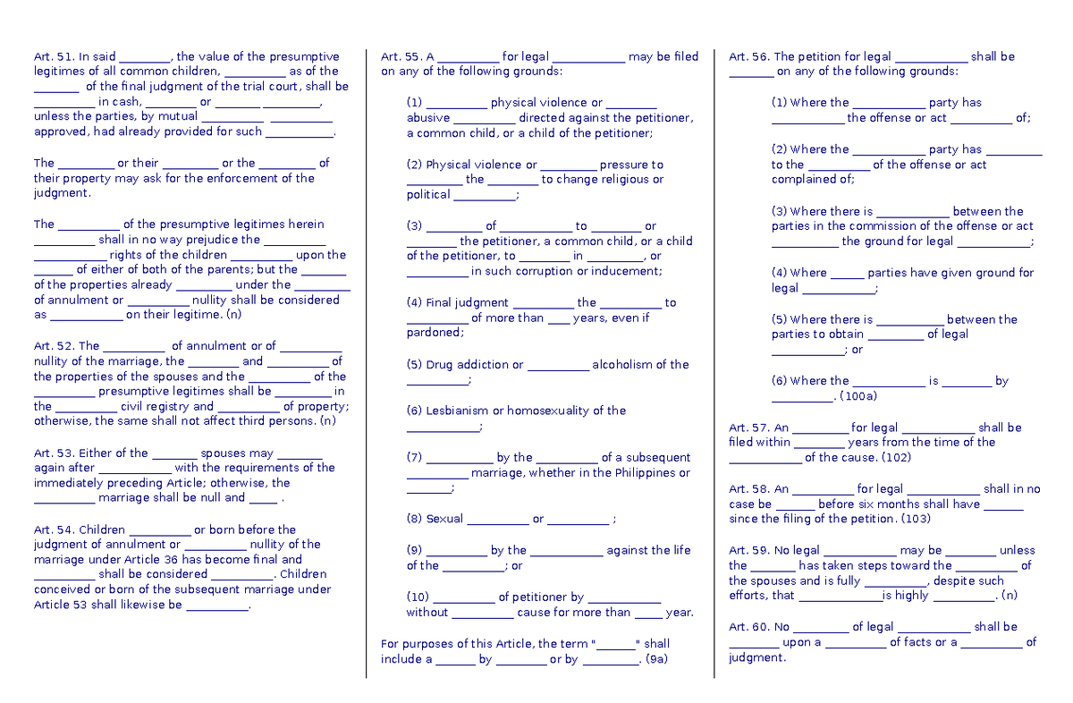 Family CODE reviewer for law student - Art. 51. In said _________, the ...