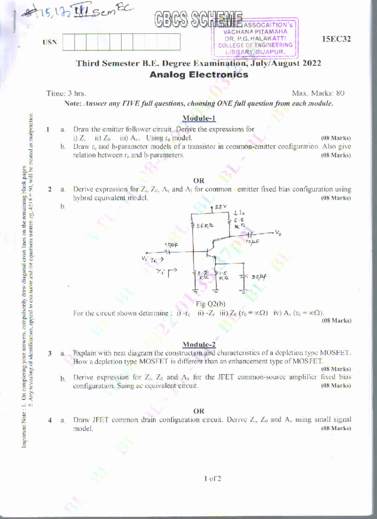Electronics - VTU QP Aug - Sep 2022 - Electronics and communication engineering - Studocu