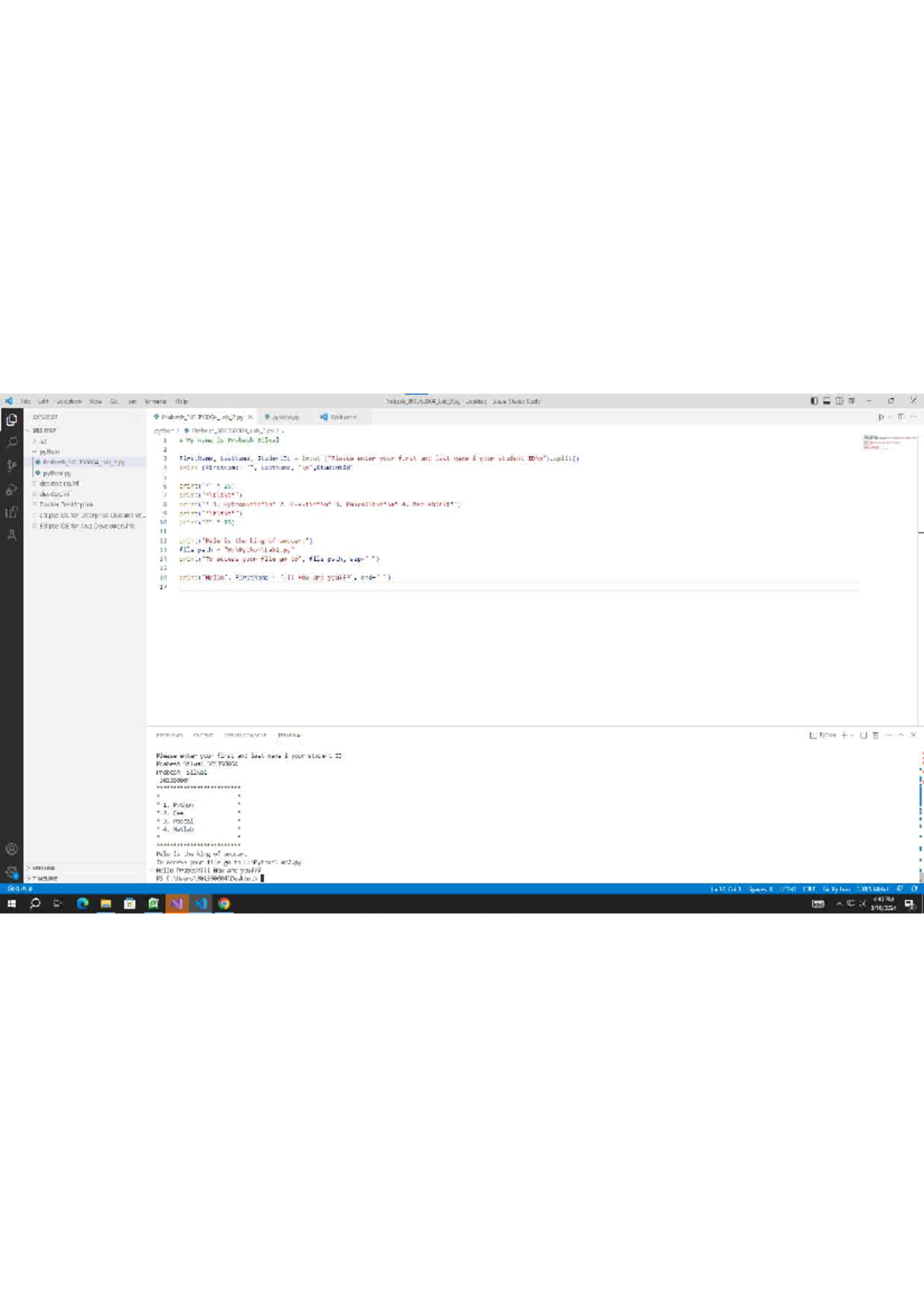 Lab 2 screenshot - It is the lab 2 of course - 3405 - Studocu