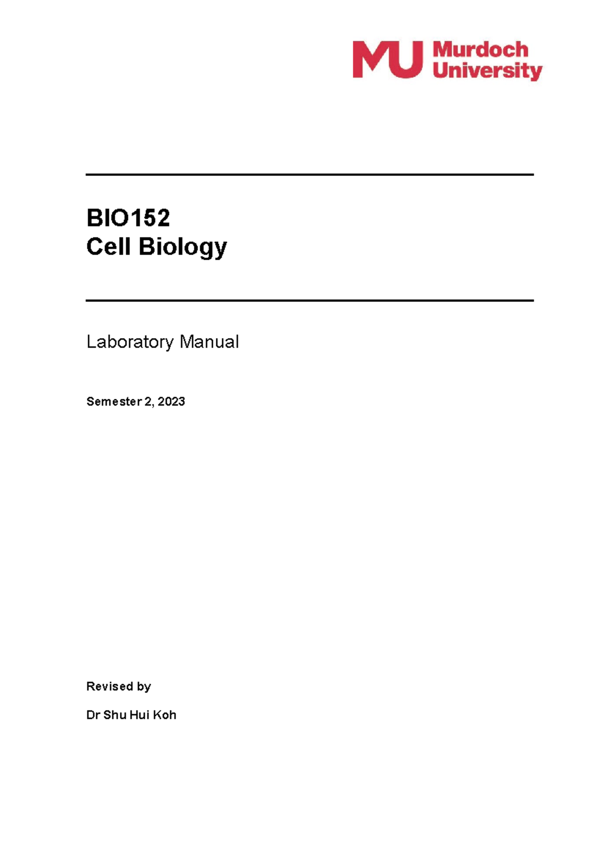 BIO152 Lab Manual - BIO152 - Murdoch - Studocu