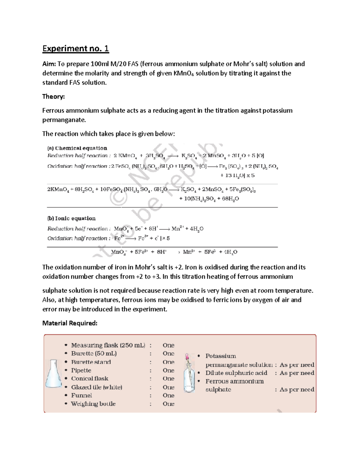 Chemistry Practical T1 XII - Experiment no. 1 Aim: To prepare 100ml M ...