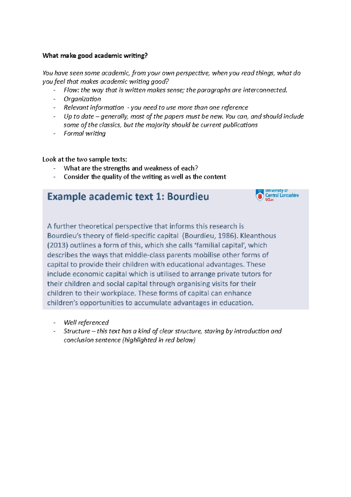 What make good academic writing - Organization - Relevant information ...