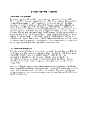 PE 548 Leader of choice paper - Leader of Choice Report The prospect ...