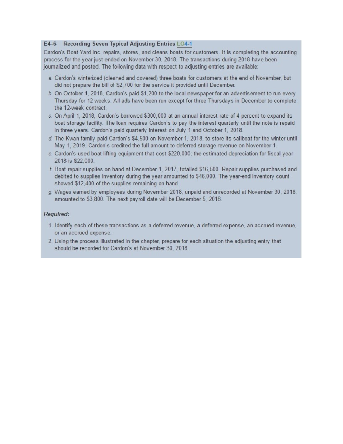 E4-6 - Book question, chapter 6 exercise 4 - COMM 217 - Studocu