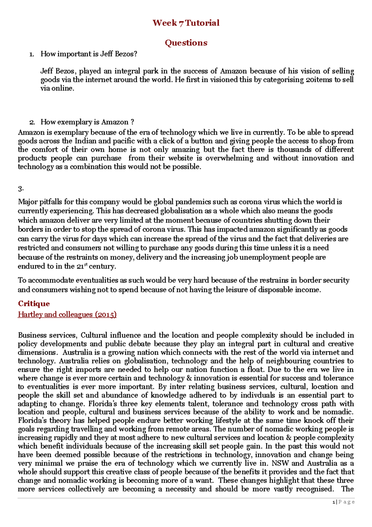 Week 7 Class work K - as shown - Week 7 Tutorial Questions How ...