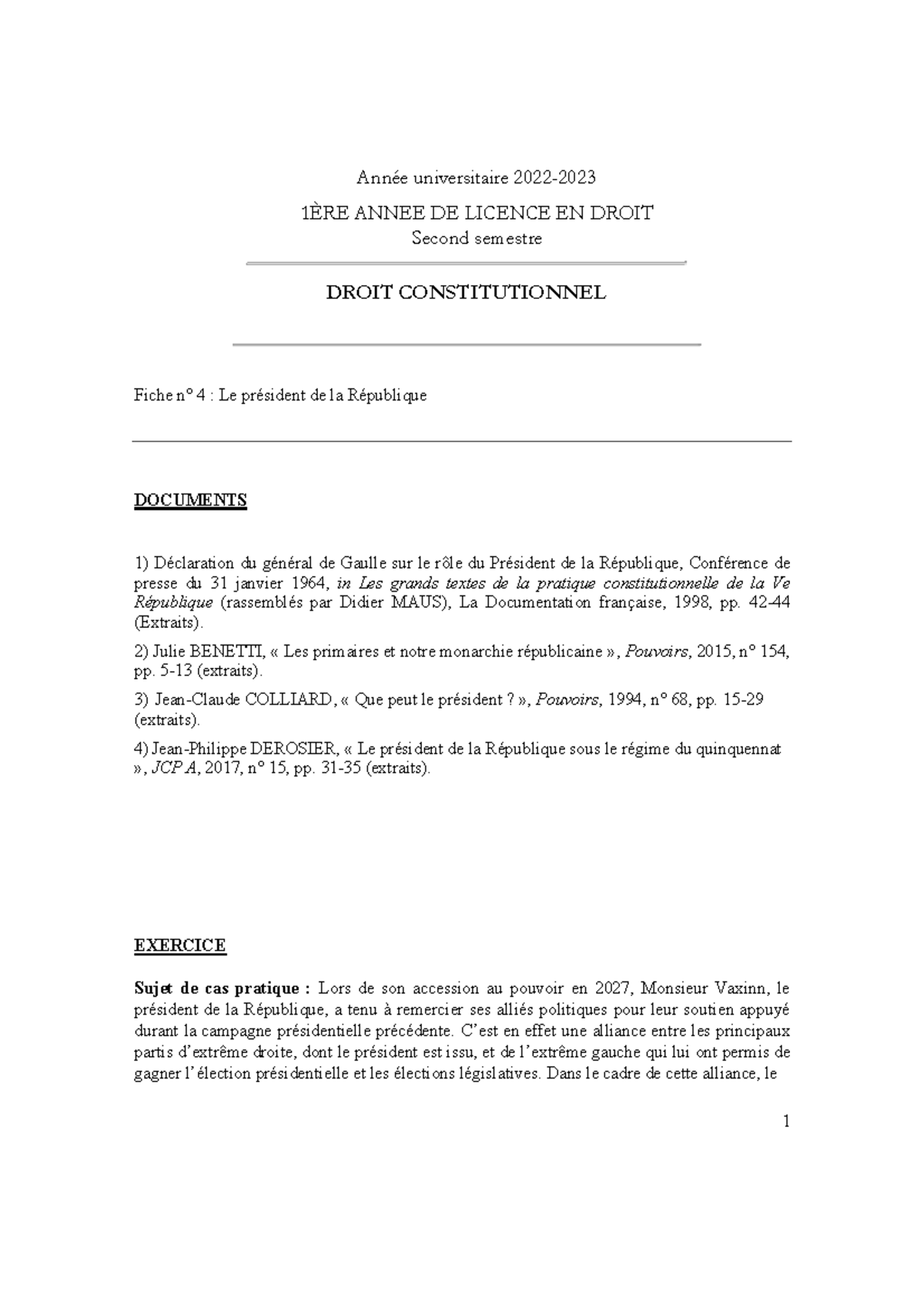 TD4 - L1 S2 droit inter - Année universitaire 2022- 1ÈRE ANNEE DE LICENCE EN DROIT Second ...