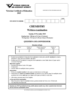 2023Chemistry SD - study design - © VCAA Page 1 P Authorised and ...