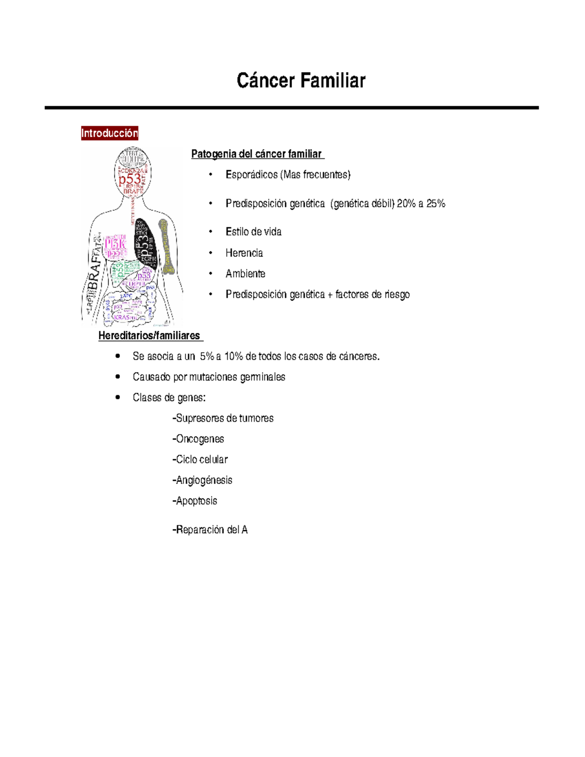 Cáncer Familiar - Cáncer Familiar Introducción Patogenia del cáncer ...