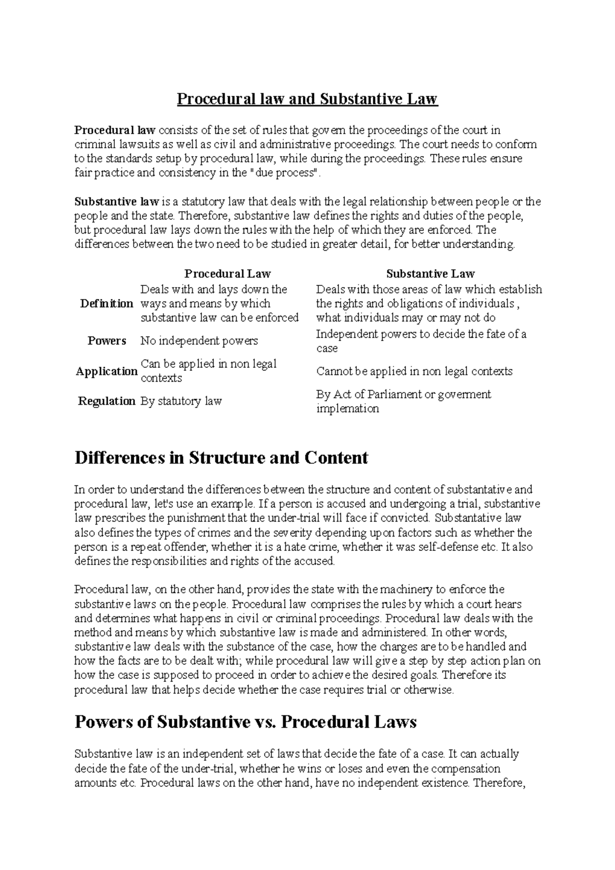 Procedural and substantive law - Procedural law and Substantive Law ...