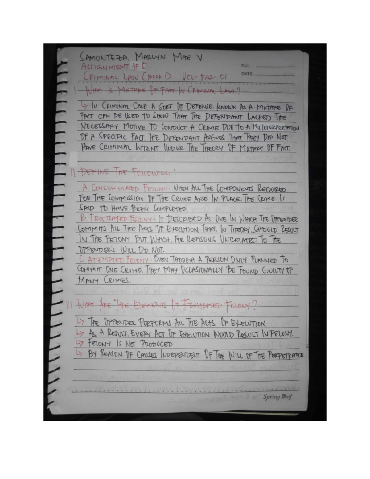 Criminal Law Assignment #5 - BS Criminology - Studocu