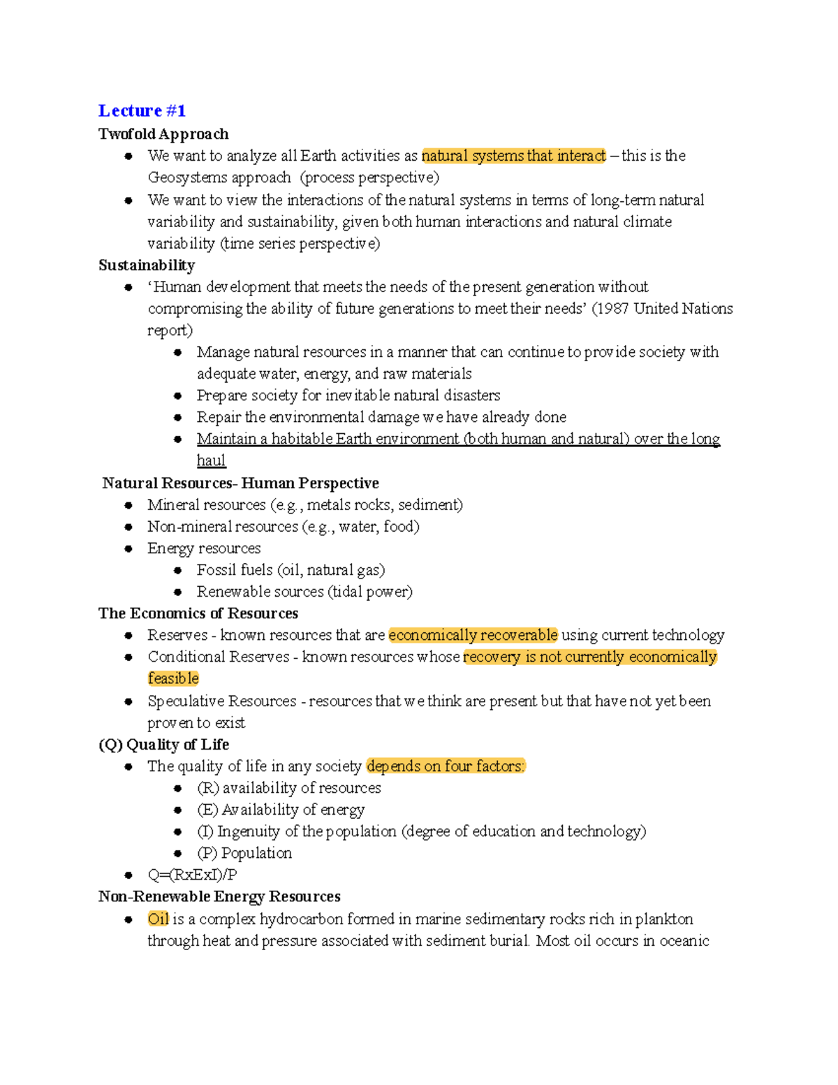 Geology 160 Midterm #1 Lecture Notes Fall 2020 - Lecture Twofold ...