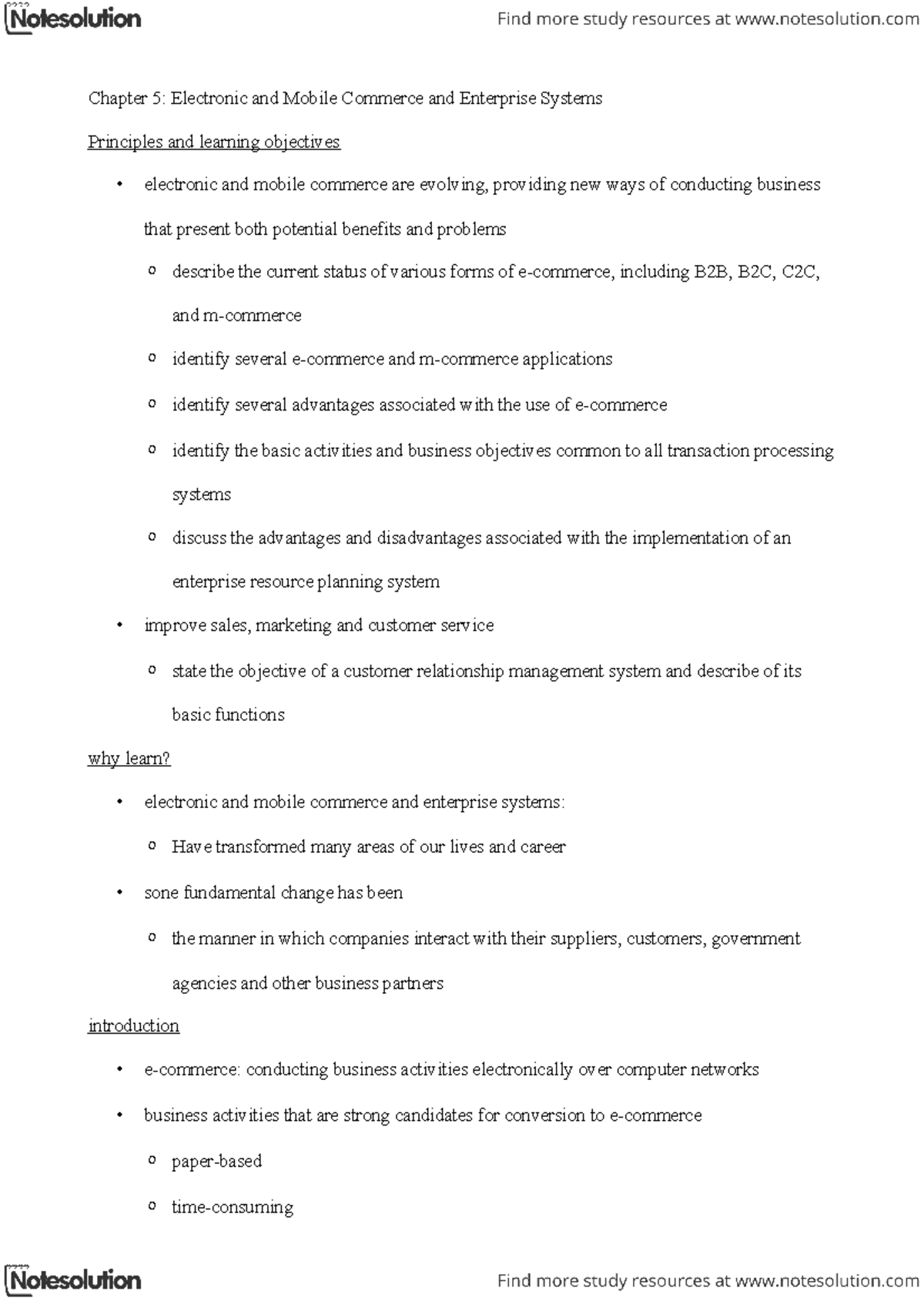 ITEC Chapter 5 - Textbook Notes - Chapter 5: Electronic and Mobile ...