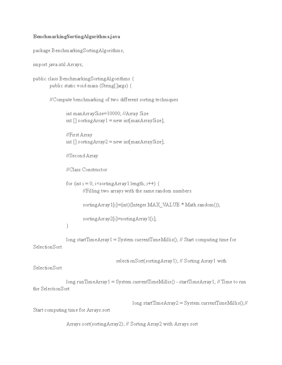 Unit 1 Programming Assignment 1103 Benchmarkingsortingalgorithms 