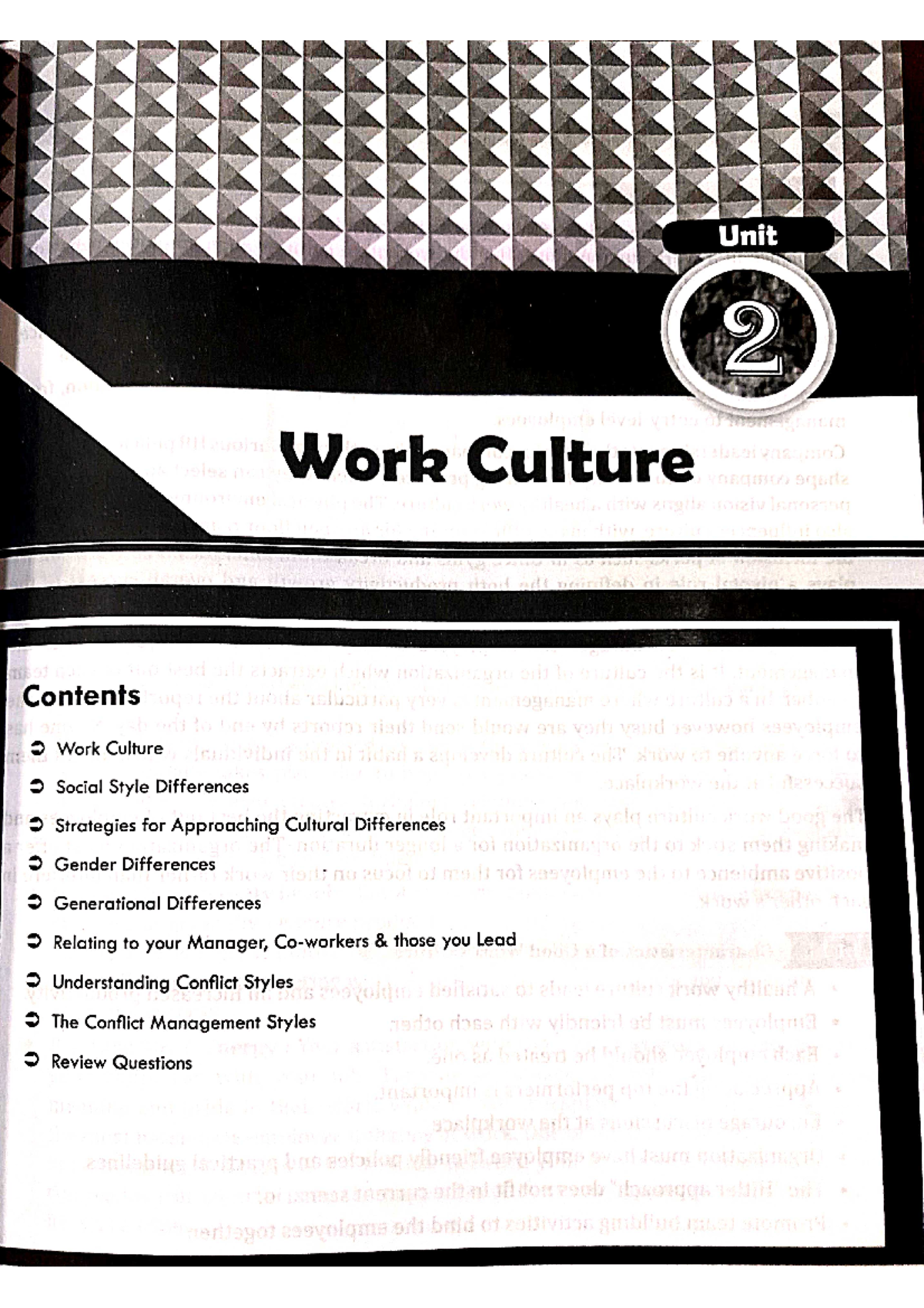 PBC - Unit 2 - Unit 2 - Work Culture - Professional and Business ...