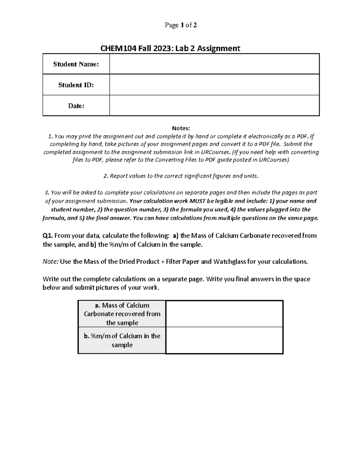 lab 2 assignment ...