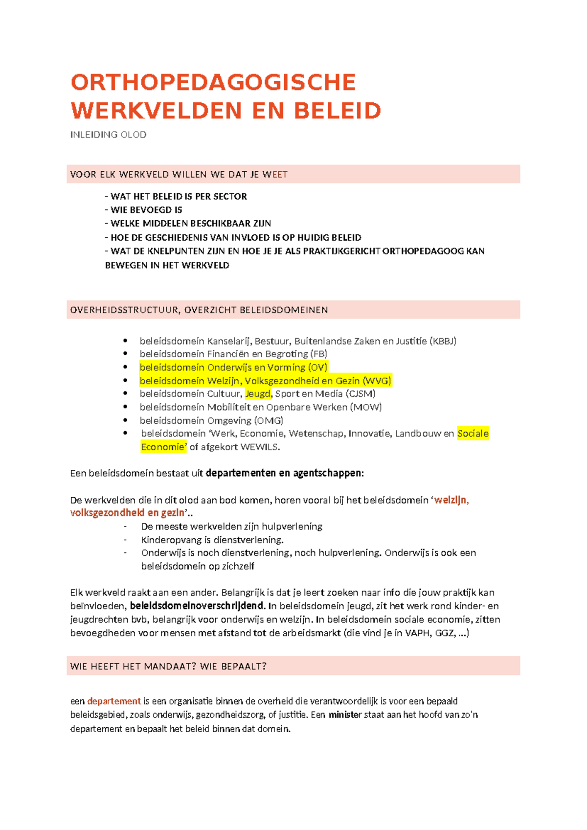 Inclusieve kinderopvang en onderwijs - ORTHOPEDAGOGISCHE WERKVELDEN EN ...