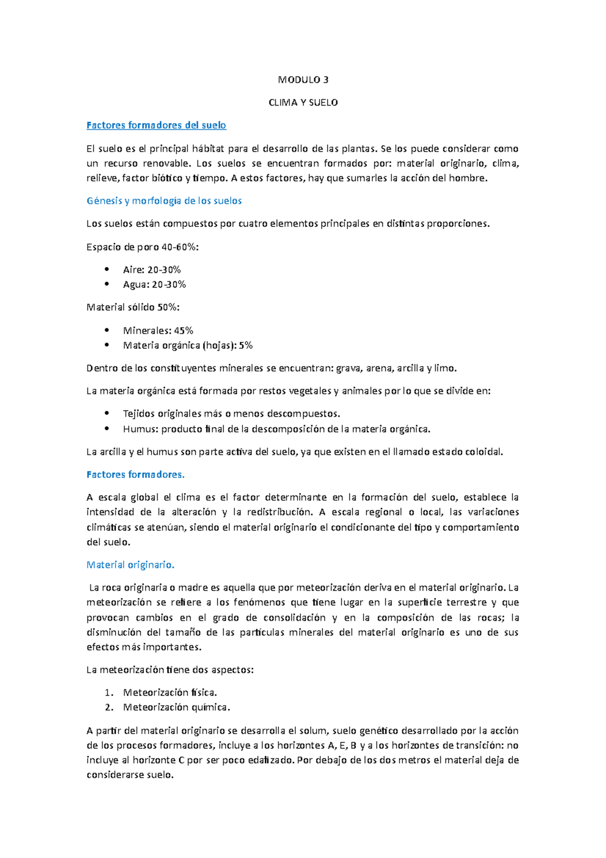Clima y suelo resumen modulo 3 y 4 - MODULO 3 CLIMA Y SUELO Factores ...