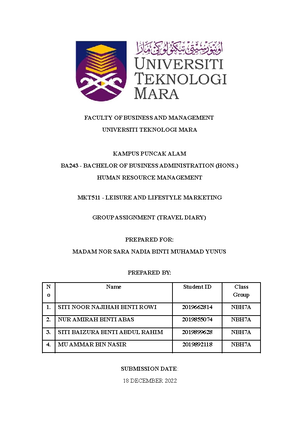 Reflection Paper - UNIVERSITI TEKNOLOGI MARA (UiTM) KAMPUS PUNCAK ALAM ...