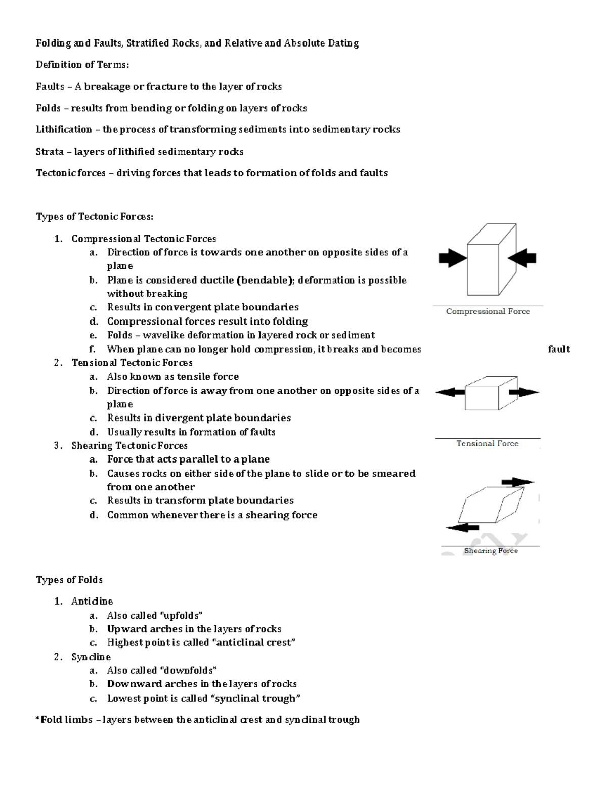 Earth and Life Science Week 5 - Folding and Faults, Stratified Rocks ...