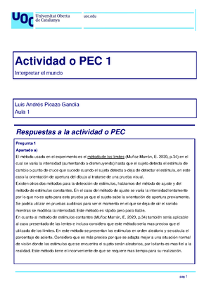 PEC1 Psicología de la percepción y la emoción - PEC 1 Interpretar el mundo 80_Psicología de la ...