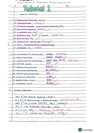Tutorial Chapter 3a - Work - 1 CHM GENERAL CHEMISTRY TUTORIAL 3a ...