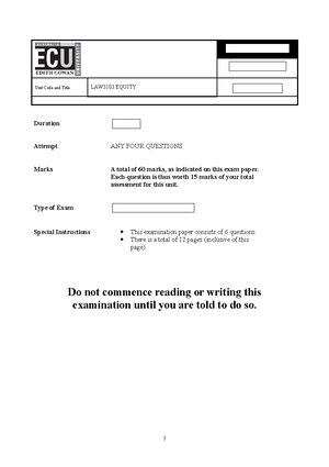 Tutorial 2 sample answer - Equity Tutorial 2 sample answer Question 1 ...