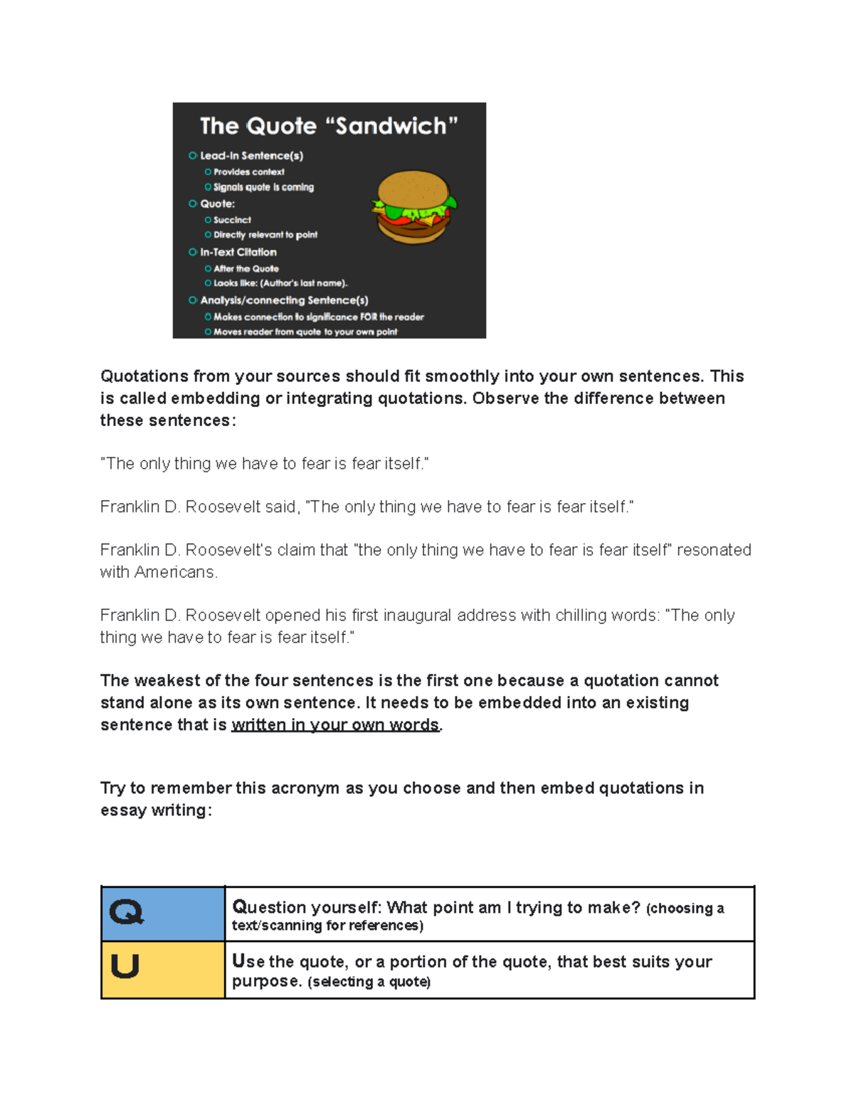 Imbedding Quotations smoothly into Your Sentences - Quotations from ...