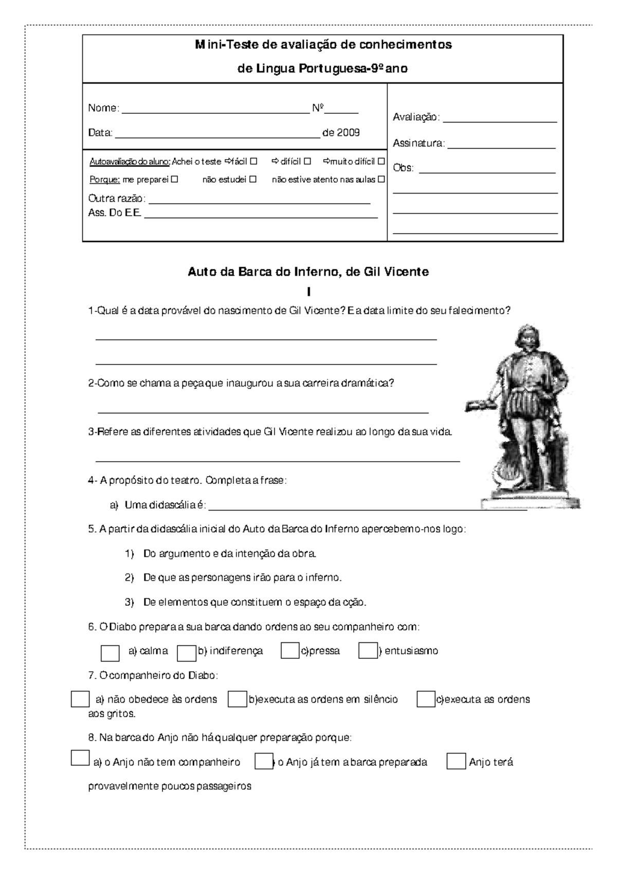 Abi-minificha-doc - Mini ficha Auto da barca do Inferno 9 - Auto da ...