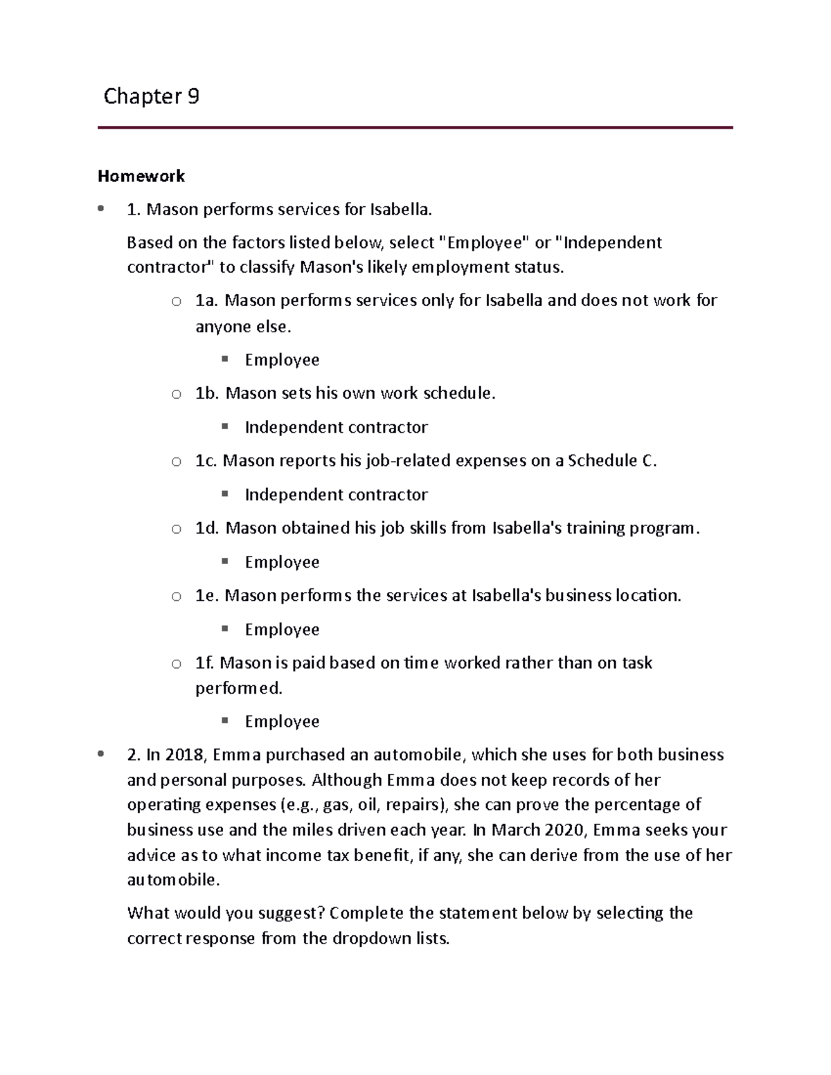 South-Western Federal Taxation 2021 Chapter 9 Homework - Chapter 9 ...