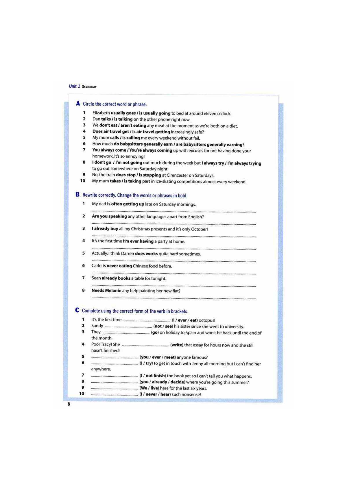 Task 1 - Present Tenses - gfsv - ingles - Studocu