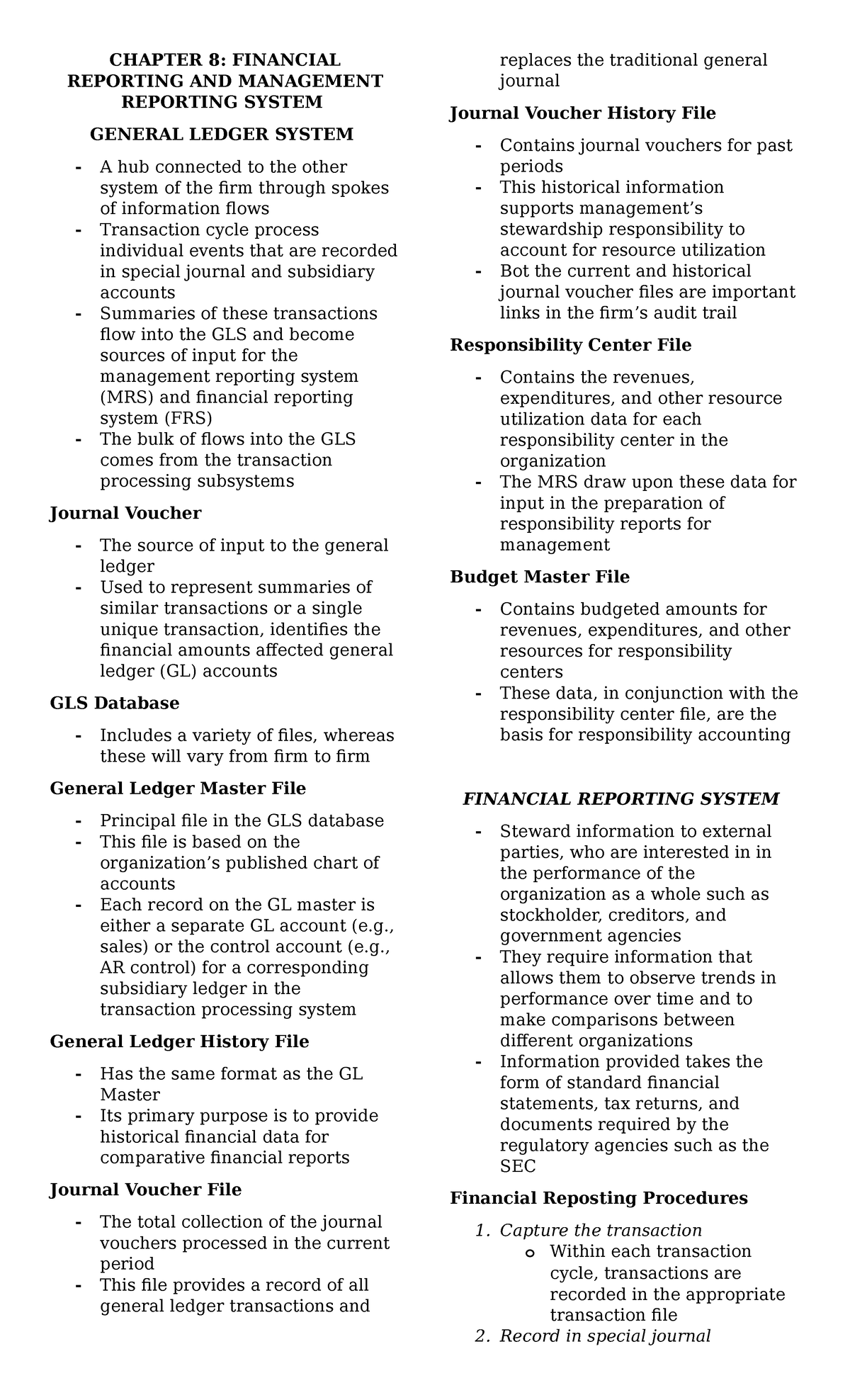Chapter 8 - CHAPTER 8: FINANCIAL REPORTING AND MANAGEMENT REPORTING ...