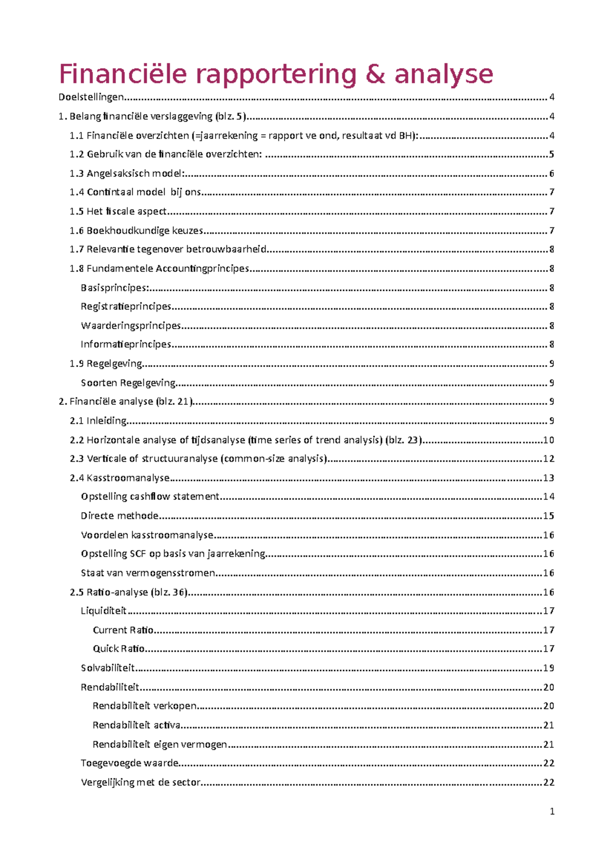 Financiële rapportering en analyse - Financiële rapportering & analyse ...