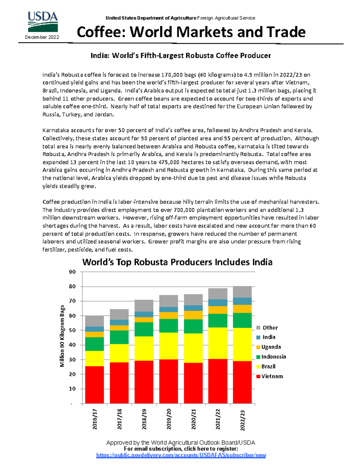 Coffee USDA - United States Department of Agriculture Foreign ...