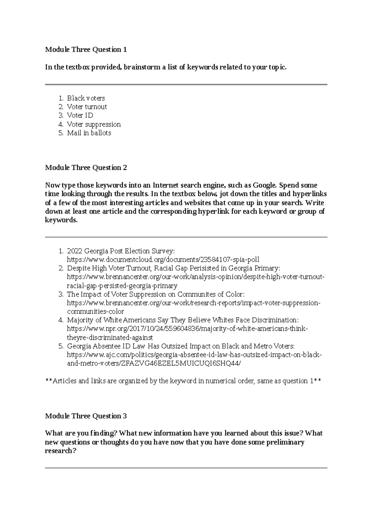 Module 3 Short Responses Module Three Question 1 In The Textbox Provided Brainstorm A List Of