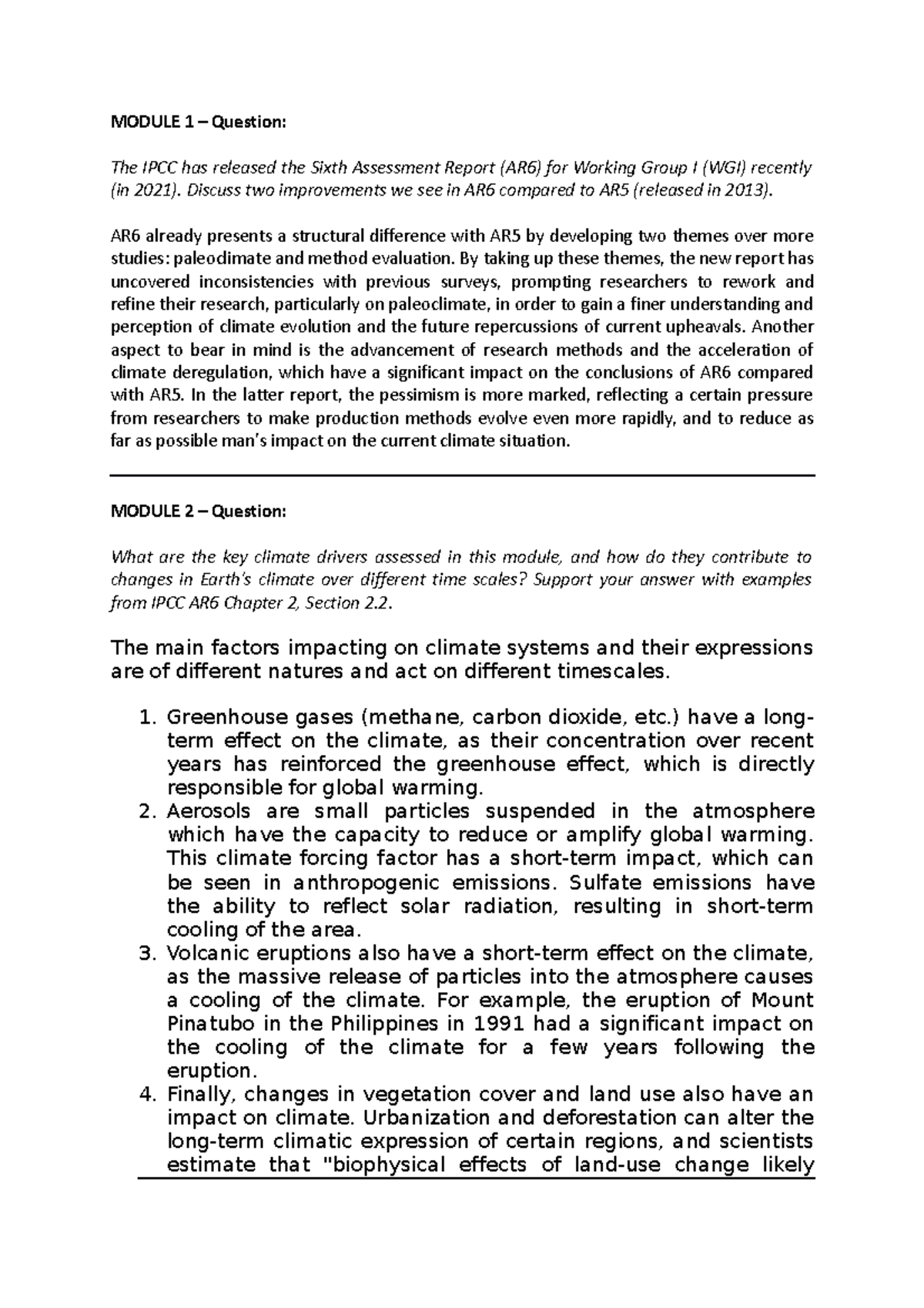 PC415 - Questions - PC-415 assignment - MODULE 1 – Question: The IPCC has released the Sixth ...