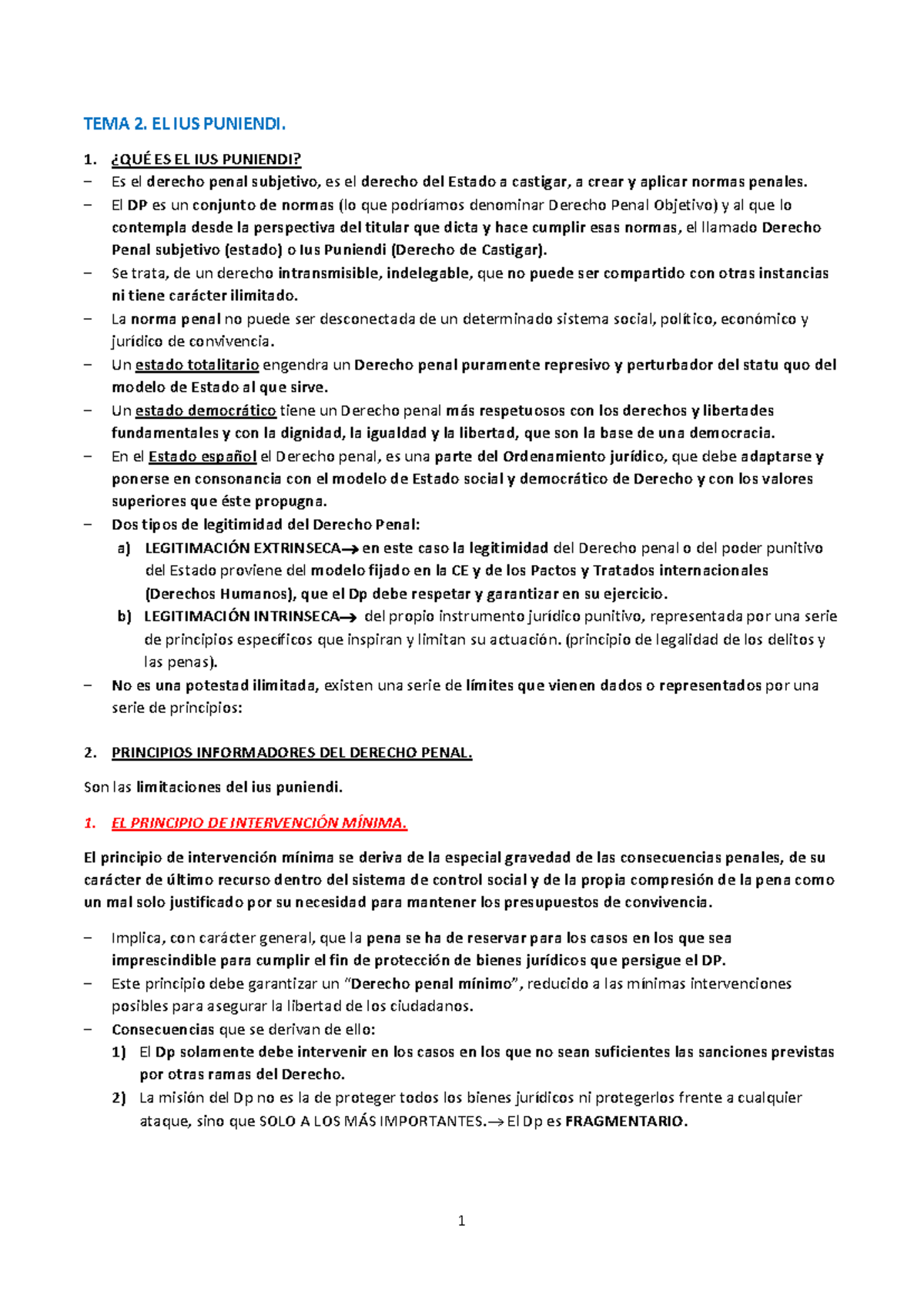 TEMA 2 Derecho Penal (2) - TEMA 2. EL IUS PUNIENDI. 1. ¿QUÉ ES EL IUS ...
