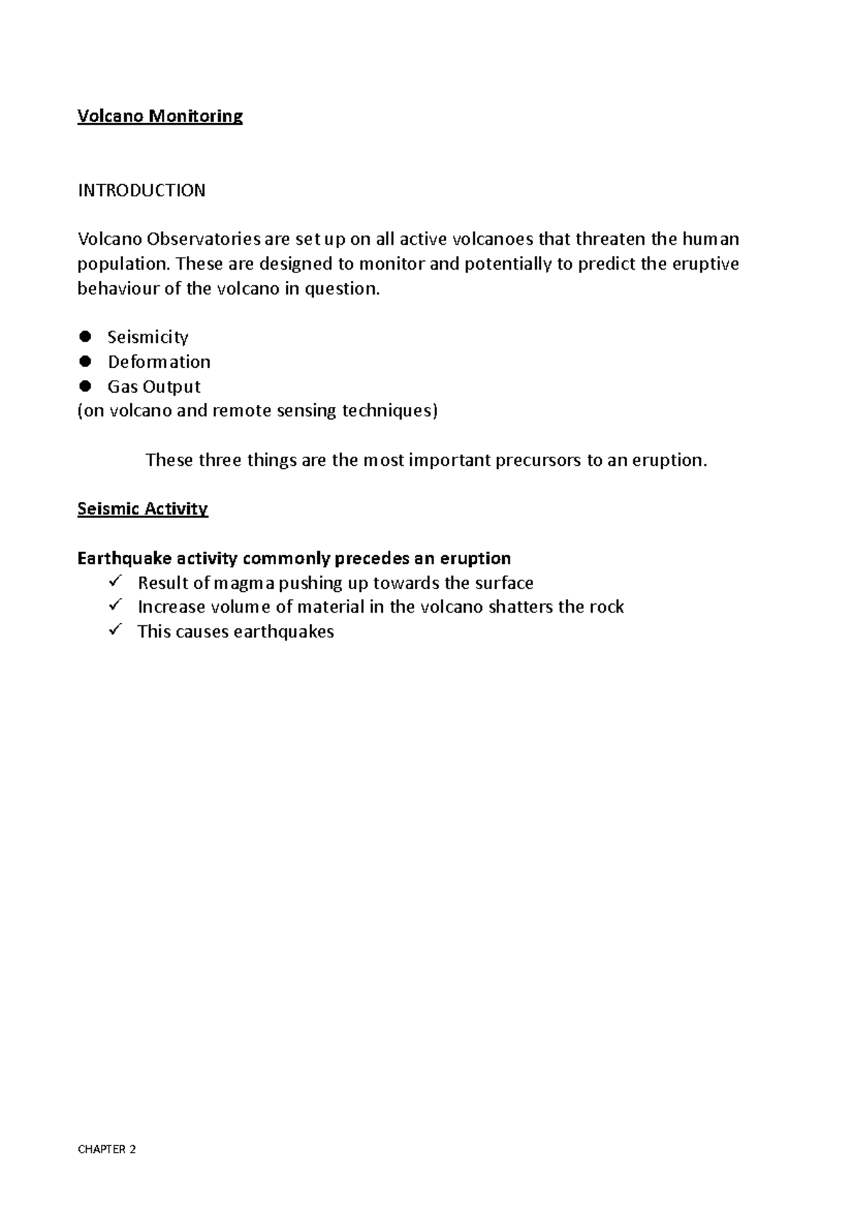 Science NOTE2 - Volcano Monitoring INTRODUCTION Volcano Observatories ...